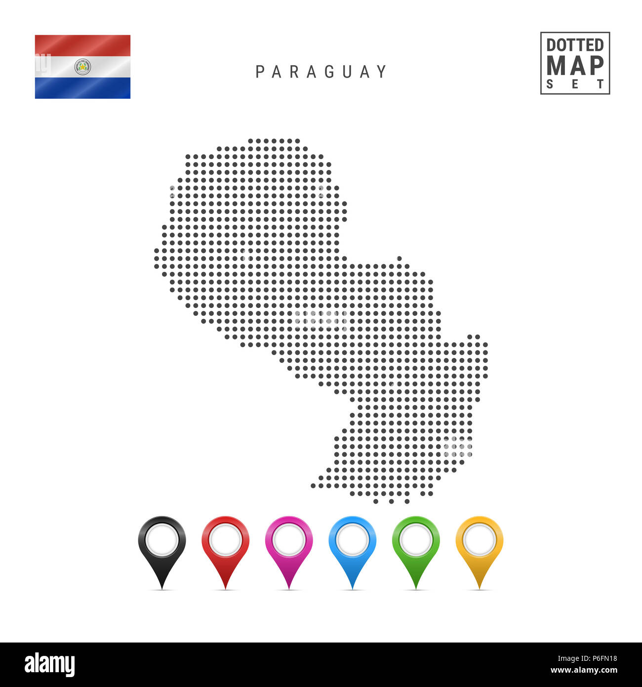 Dotted Map of Paraguay. Simple Silhouette of Paraguay. The National ...