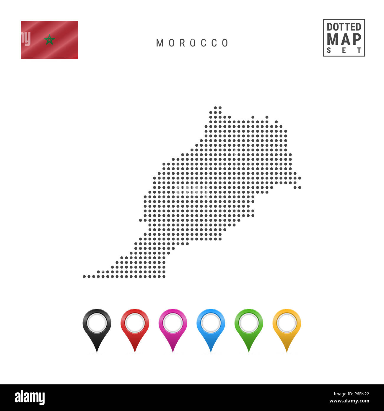 Dotted Map of Morocco. Simple Silhouette of Morocco. The National Flag ...
