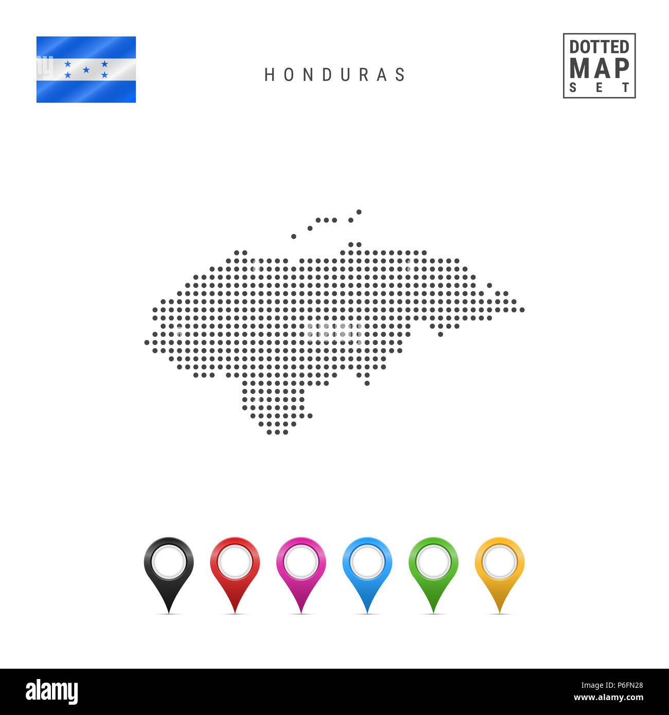 Dotted Map of Honduras. Simple Silhouette of Honduras. The National ...