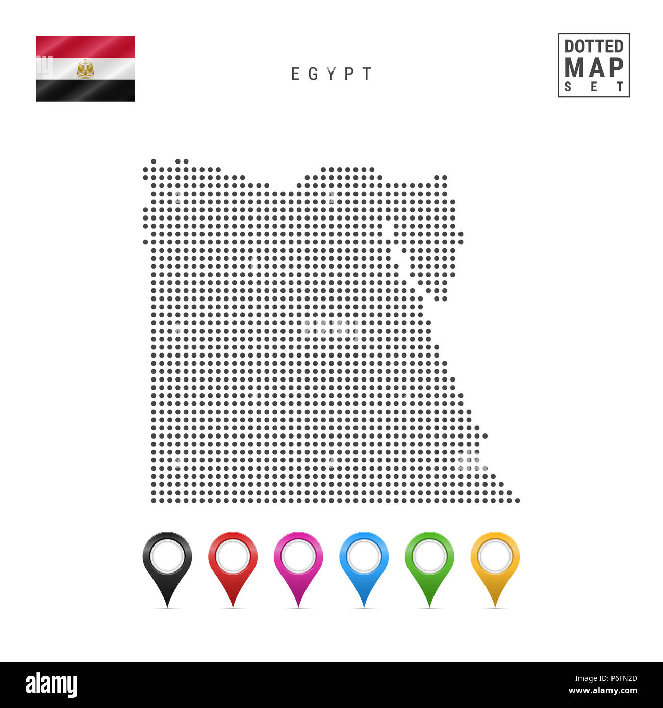 Dotted Map of Egypt. Simple Silhouette of Egypt. The National Flag of ...