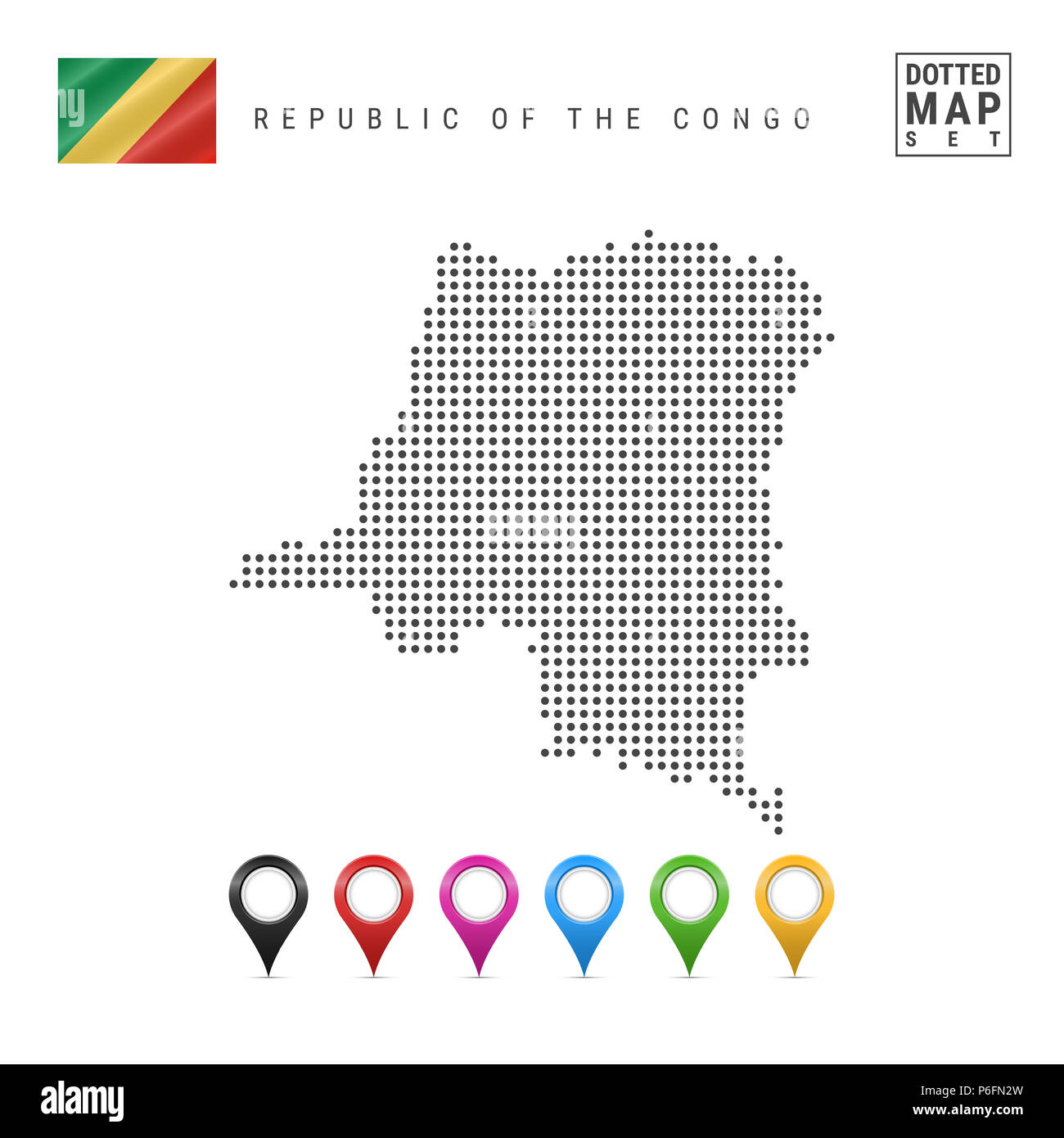 Dotted Map of Republic of the Congo. Simple Silhouette of Republic of ...
