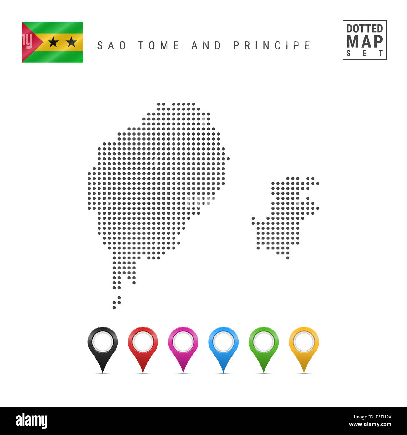 Dotted Map of Sao Tome and Principe. Simple Silhouette of Sao Tome and ...
