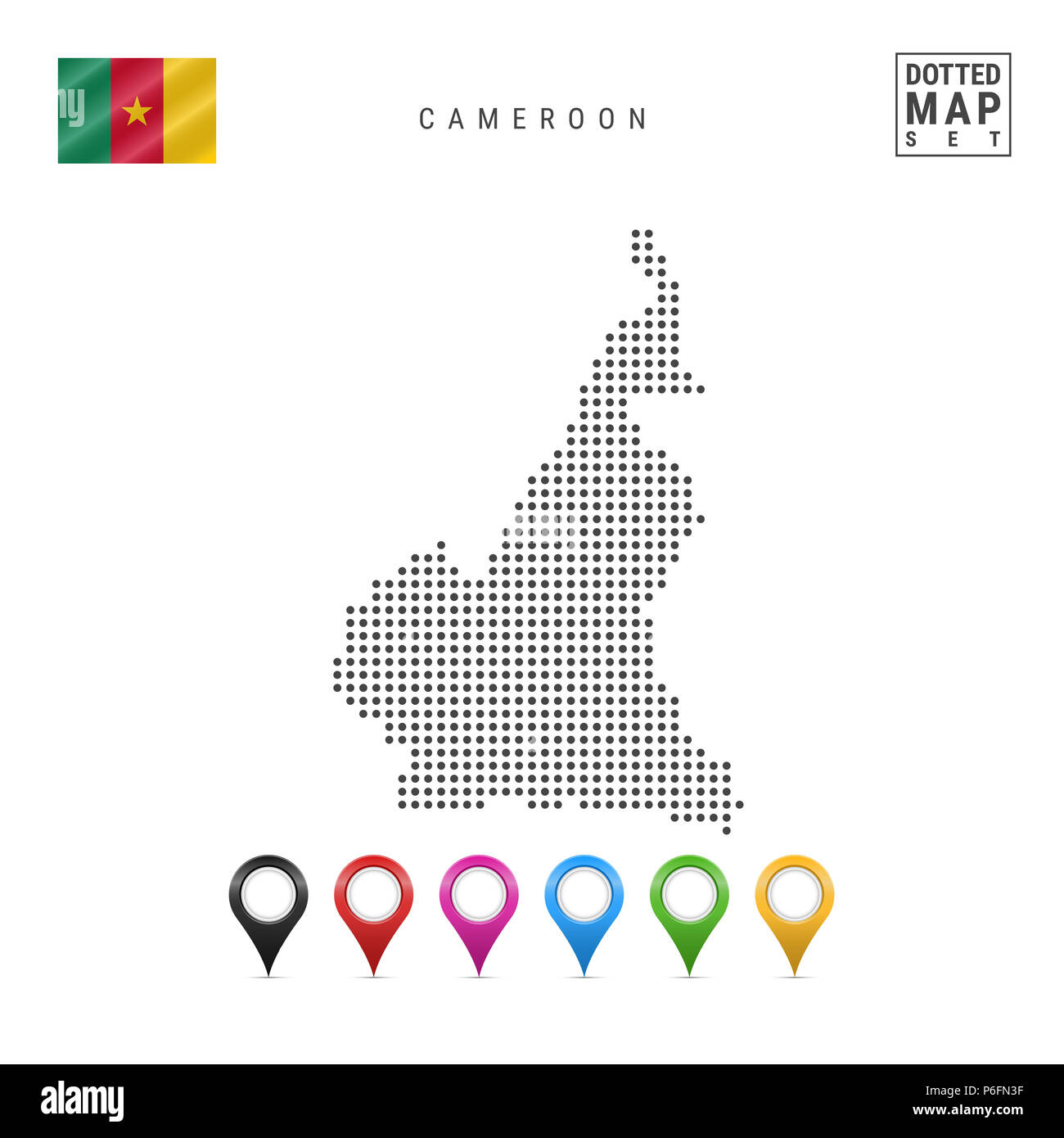 Dotted Map of Cameroon. Simple Silhouette of Cameroon. The National ...