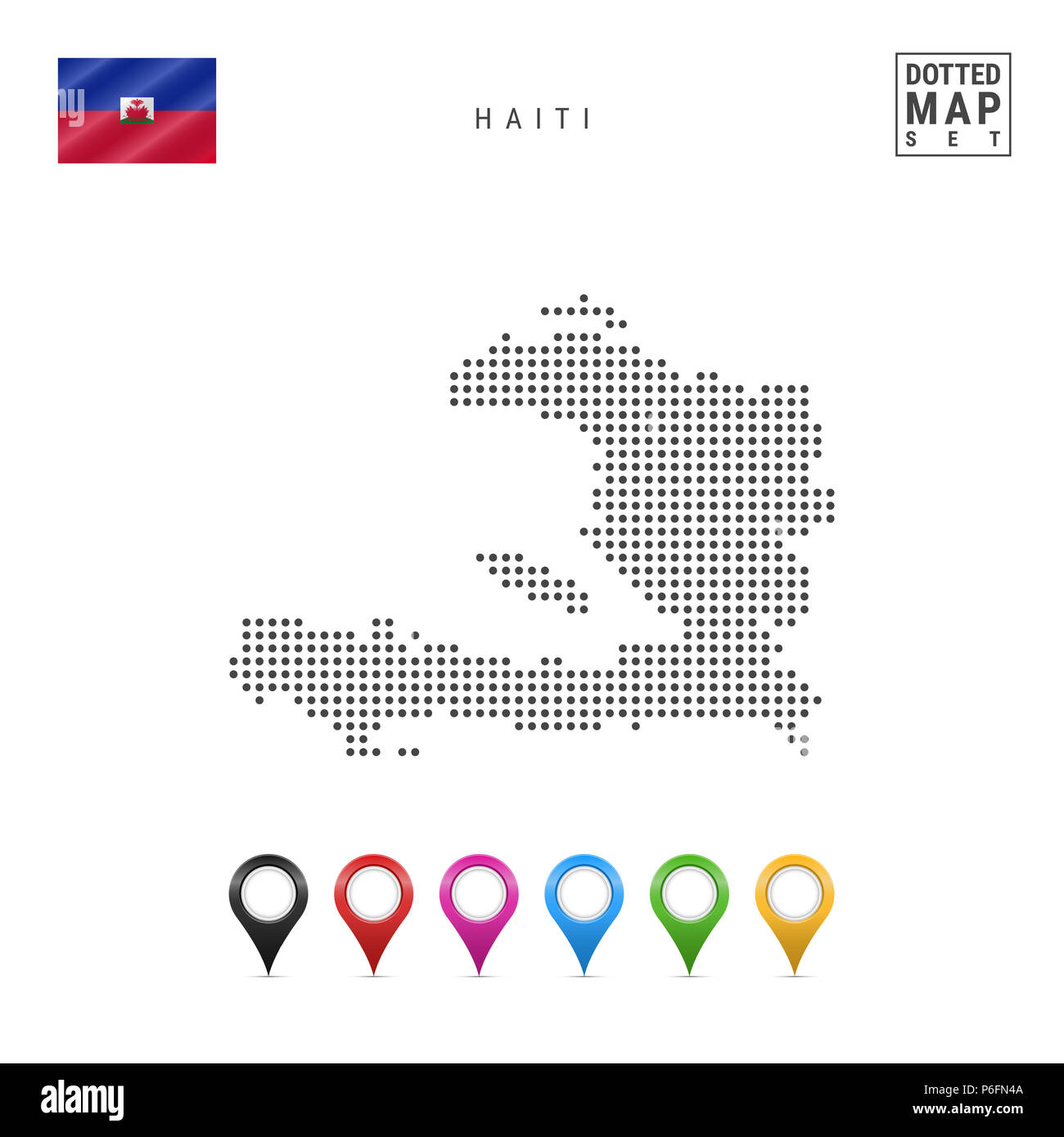 Dotted Map of Haiti. Simple Silhouette of Haiti. The National Flag of ...