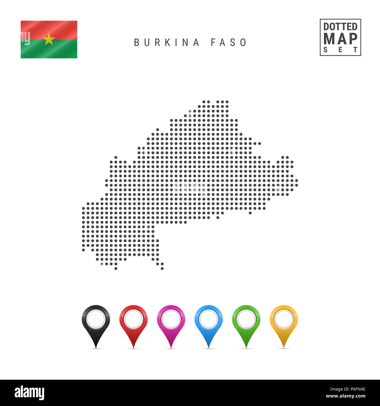 Dots Pattern Map of Burkina Faso. Stylized Simple Silhouette of Burkina ...