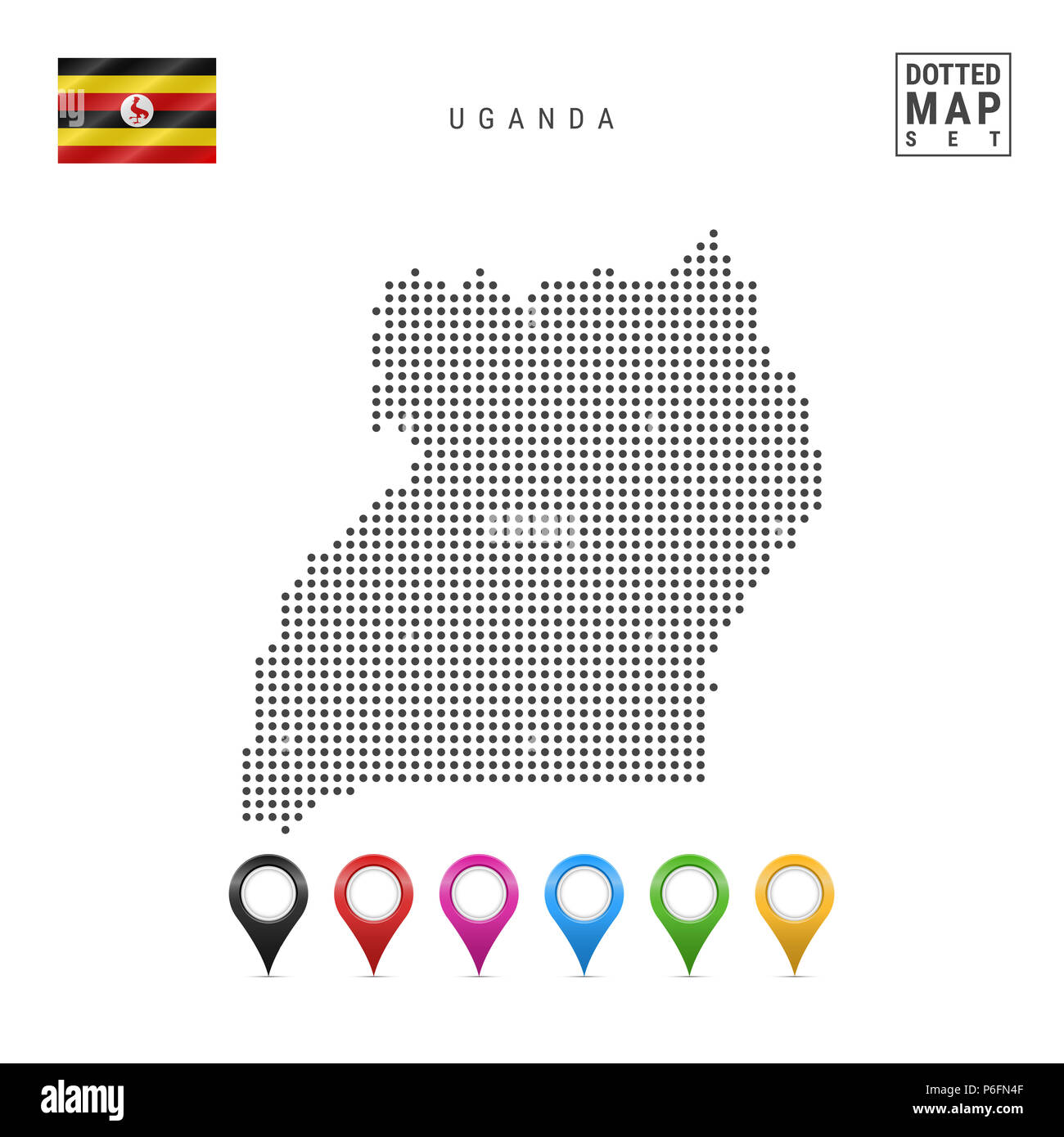 Dots Pattern Map of Uganda. Stylized Simple Silhouette of Uganda. The ...