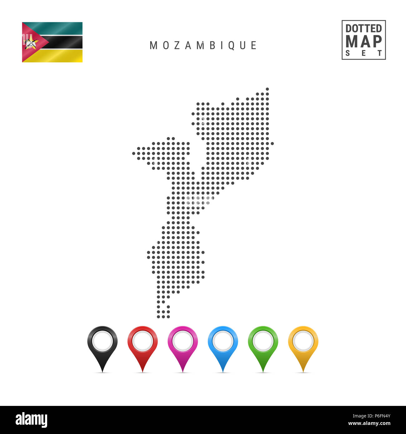 Dots Pattern Map of Mozambique. Stylized Simple Silhouette of ...