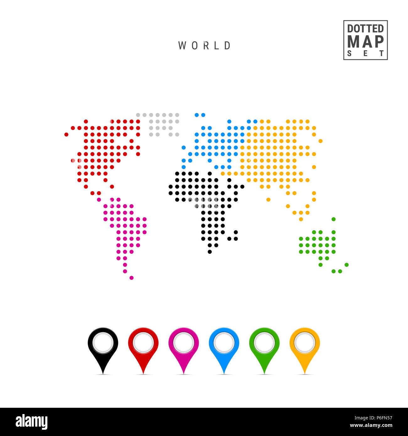 Dots Pattern Map of the World. Stylized Simple Silhouette of the World ...