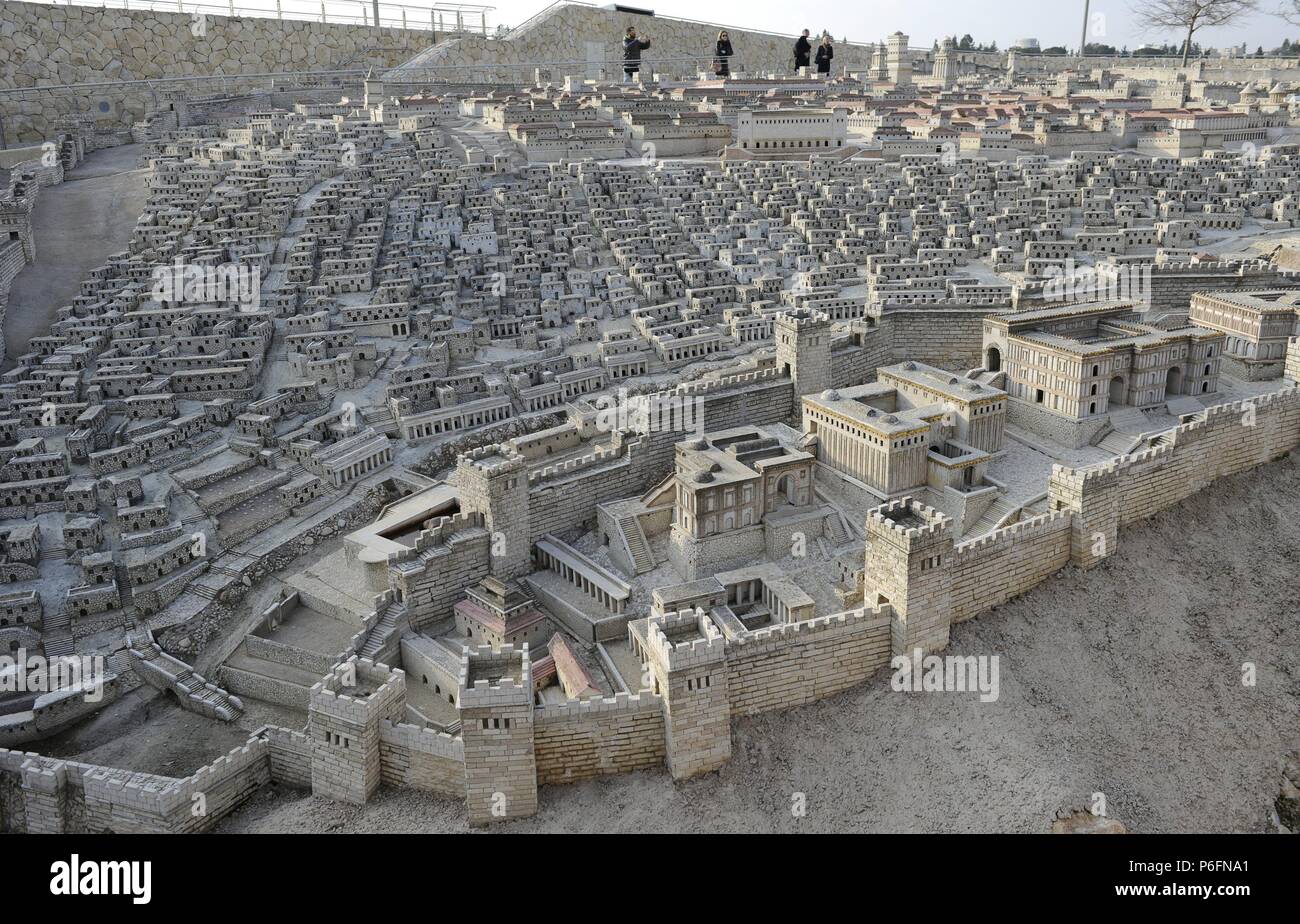 Model of the city of Jerusalem and the so-called Second Temple ...