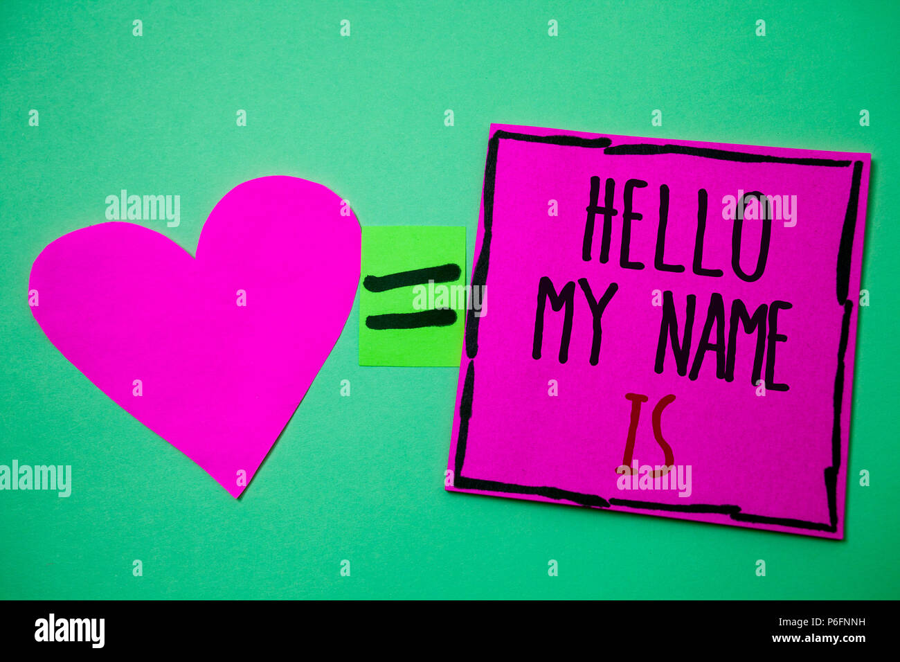 Text sign showing Hello My Name Is. Conceptual photo Introduce yourself ...