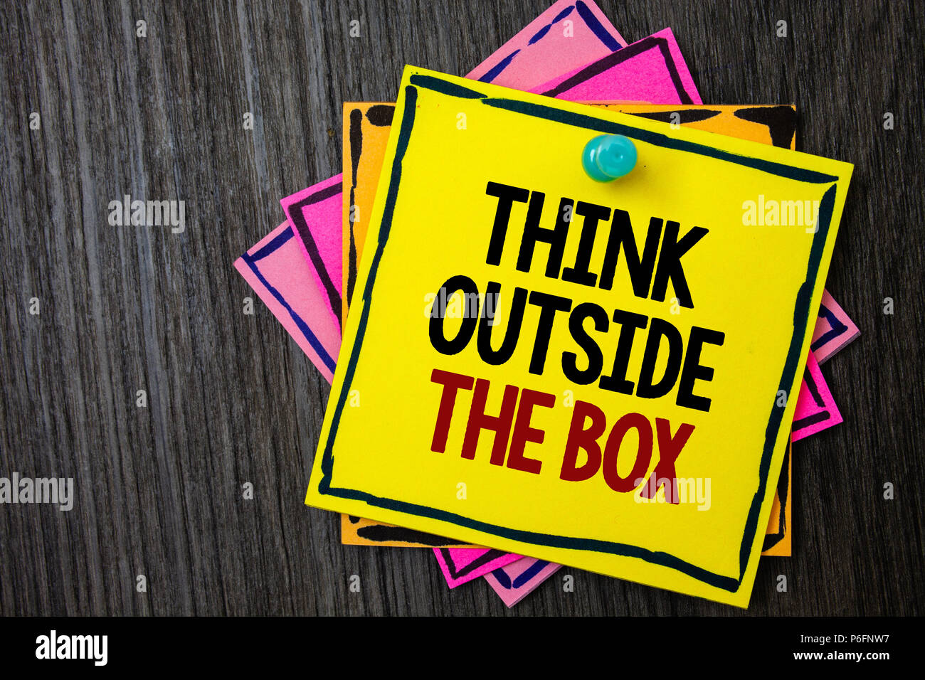 Text sign showing Think Outside The Box. Conceptual photo Thinking of ...