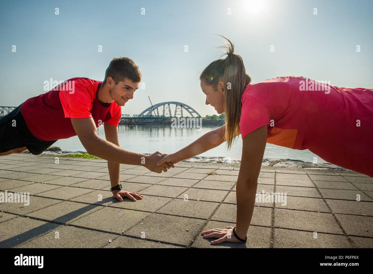 Couple exercises hi-res stock photography and images - Alamy