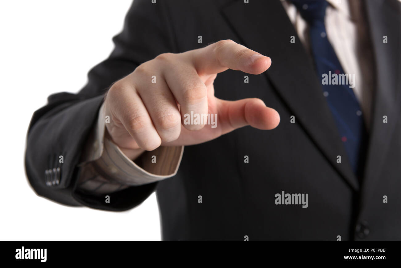 man hand finger presses on a white Stock Photo - Alamy