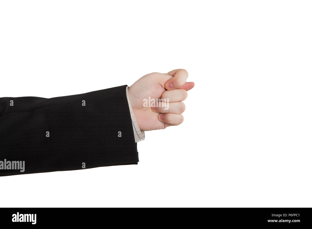 man's hand indicates greed on a white Stock Photo - Alamy