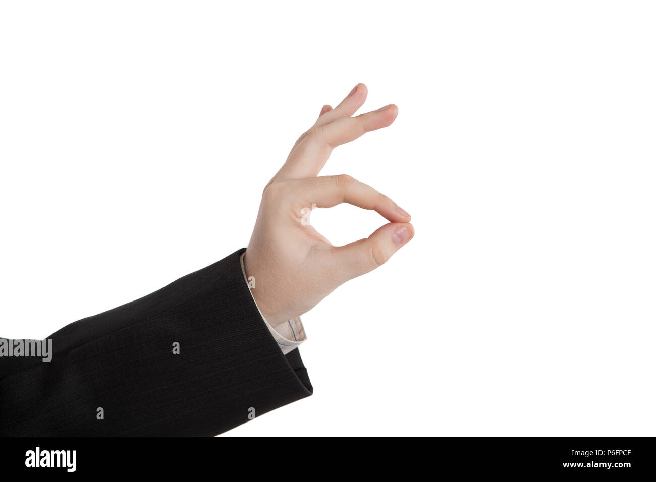man's hand showing sign ok on a white Stock Photo - Alamy
