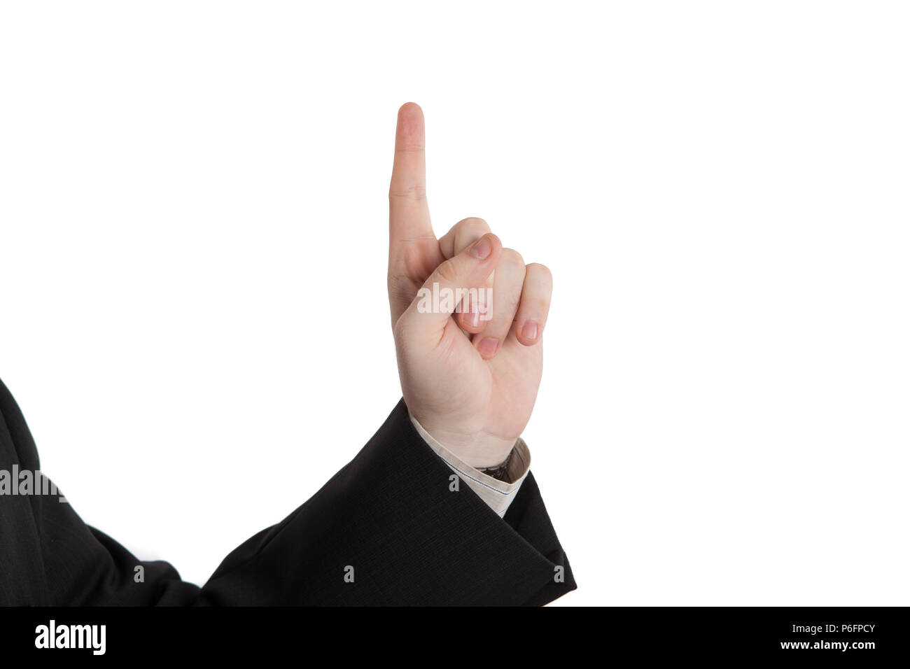 male hand showing one finger on a white Stock Photo - Alamy