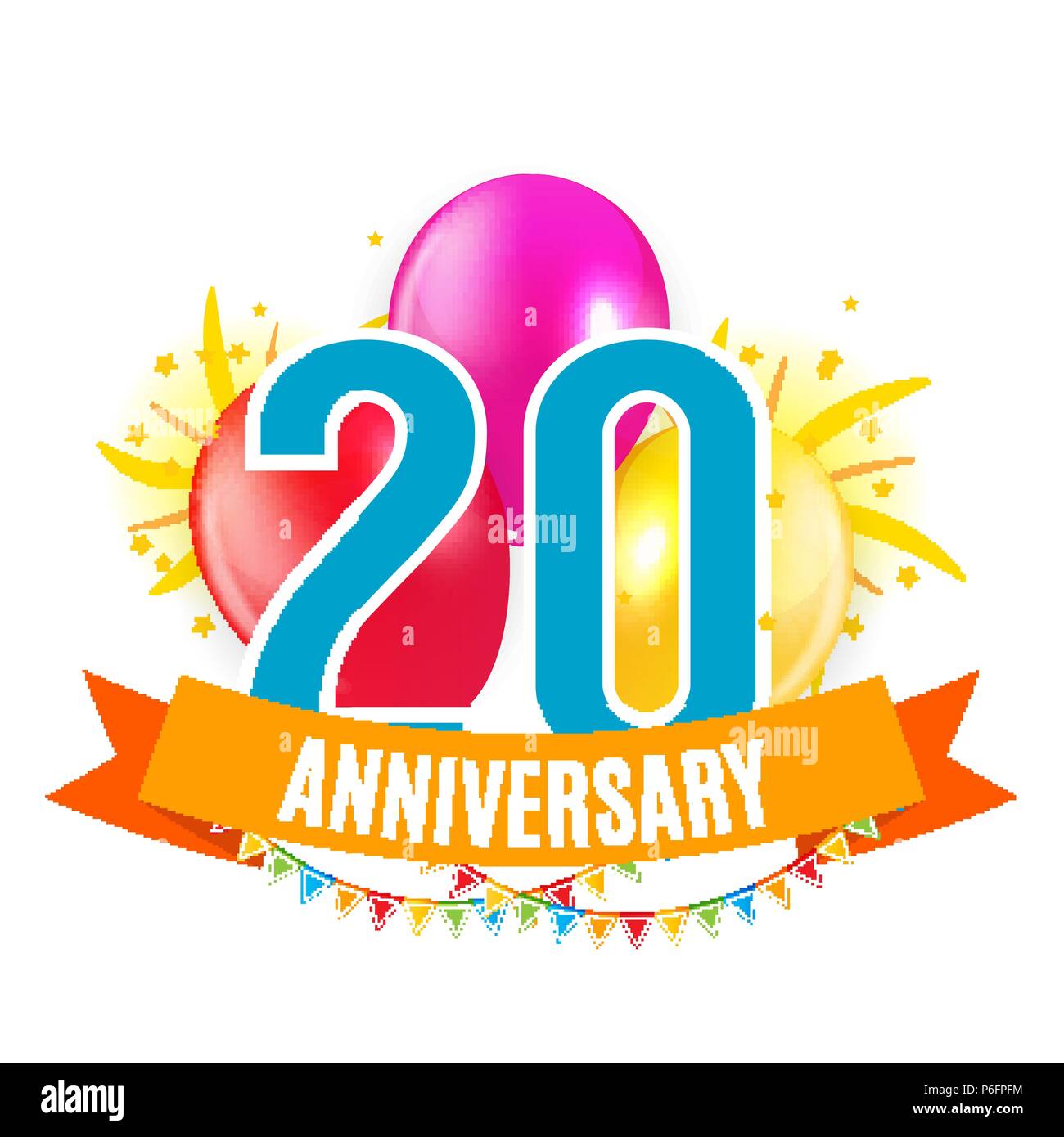 Template 20 Years Anniversary Congratulations, Greeting Card with ...