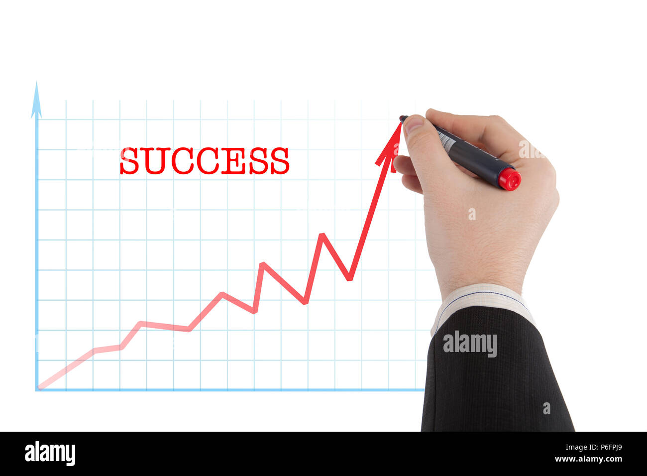 diagram with the word success and the person starts to write by marker ...