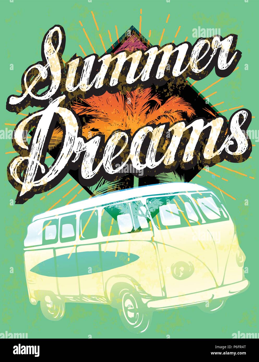 Summer beach vector background in retro style Stock Vector Image & Art ...