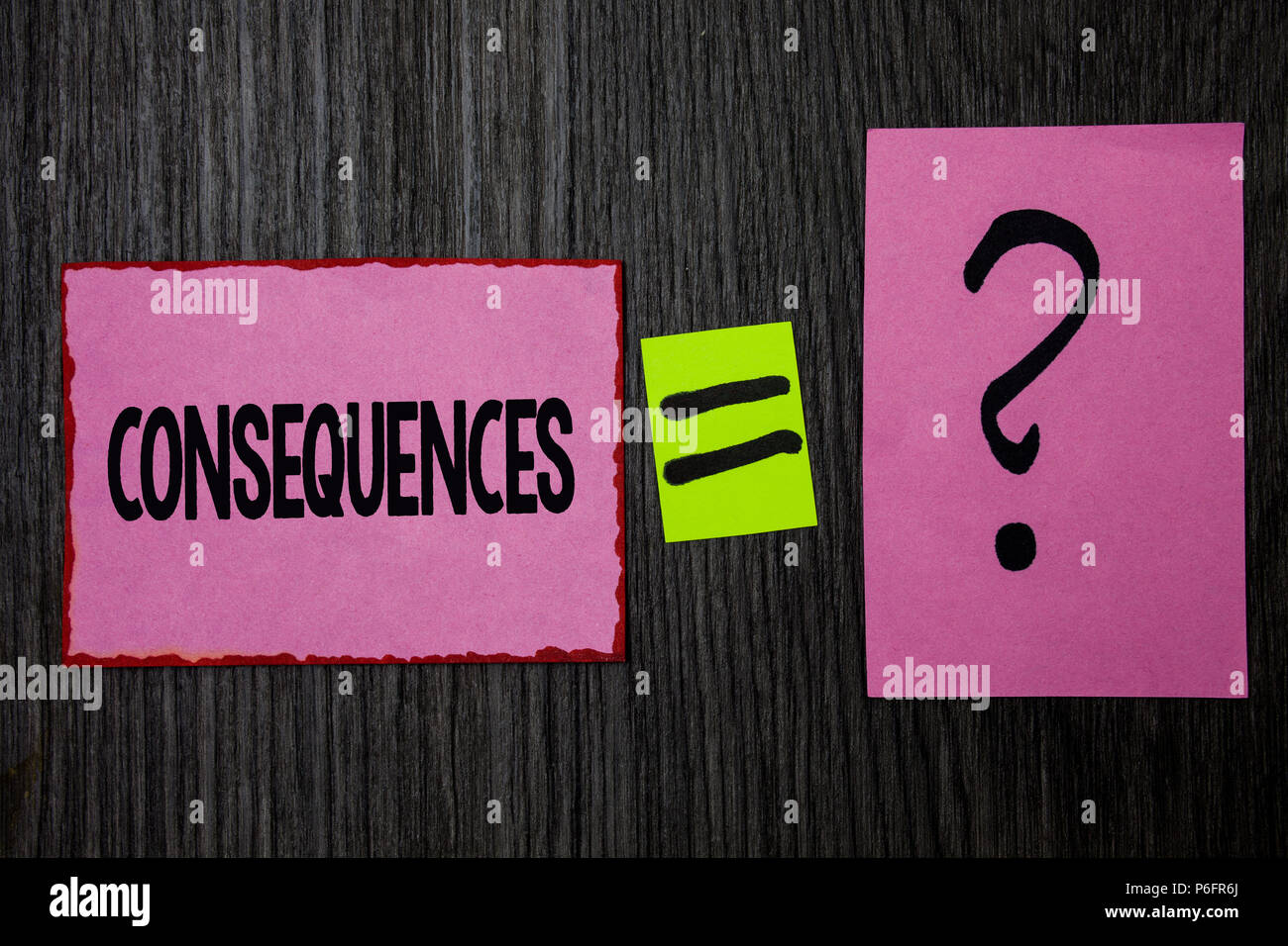 Writing note showing Consequences. Business photo showcasing Result ...