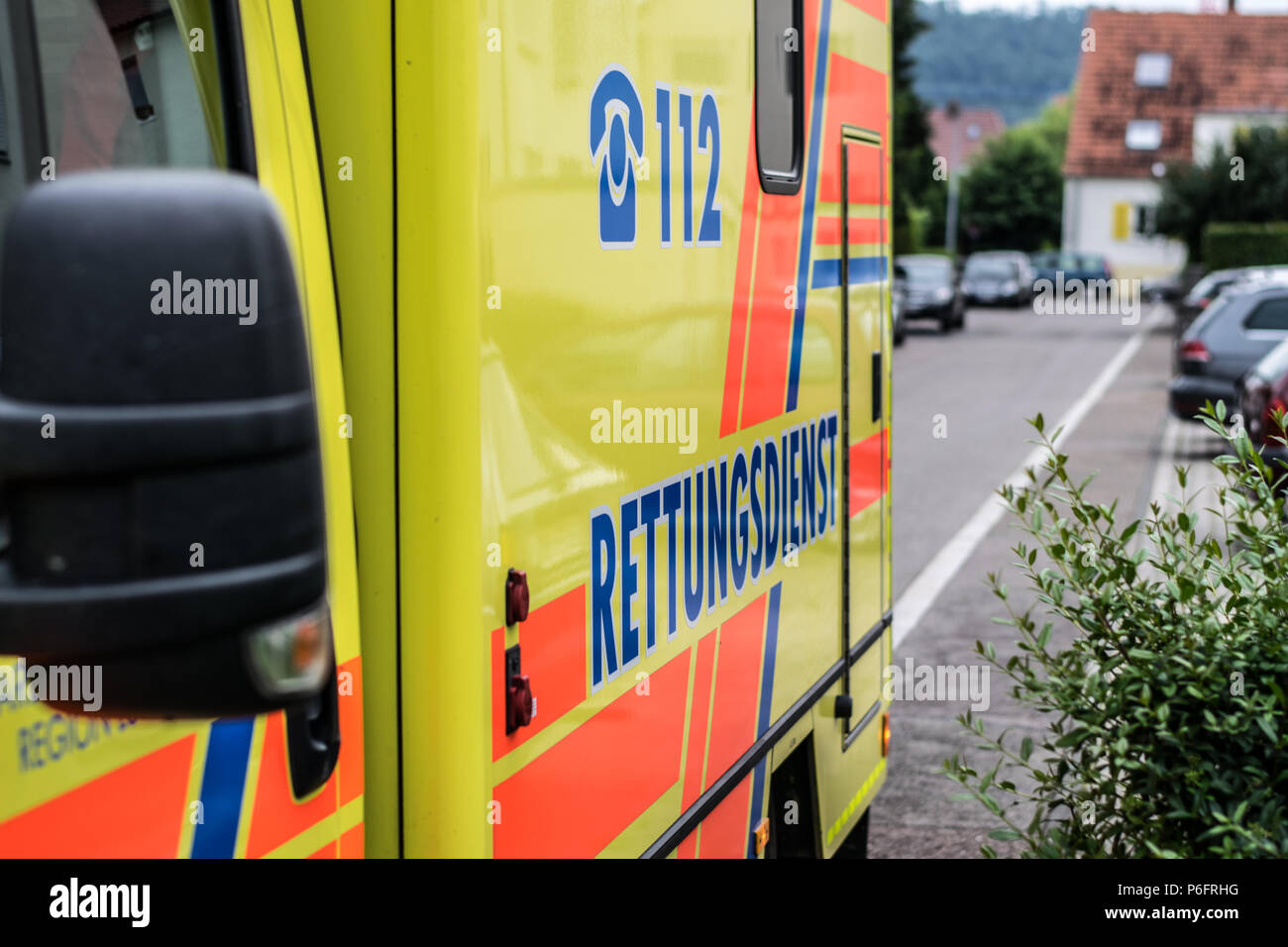 Rettungswagen des ASB im Einsatz - ambulance during an emergancy Stock ...