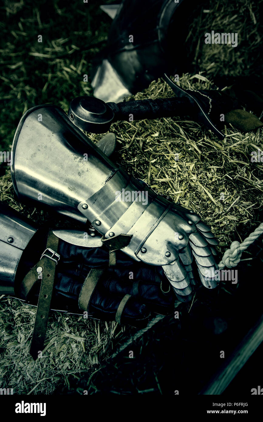 Medieval armor glove, detail of protection, ancient history Stock Photo ...