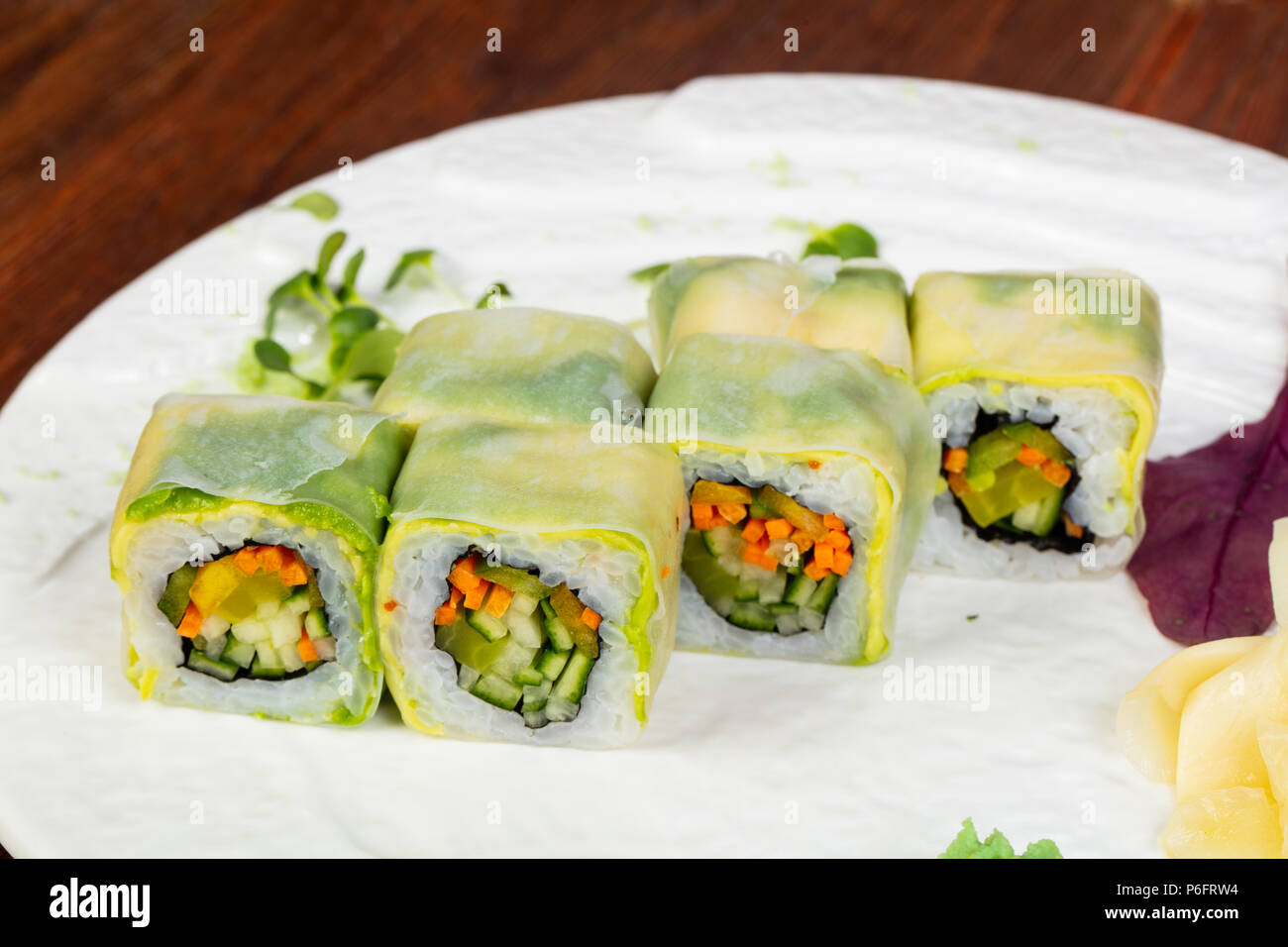 Japanese vegan roll with vegetables Stock Photo - Alamy