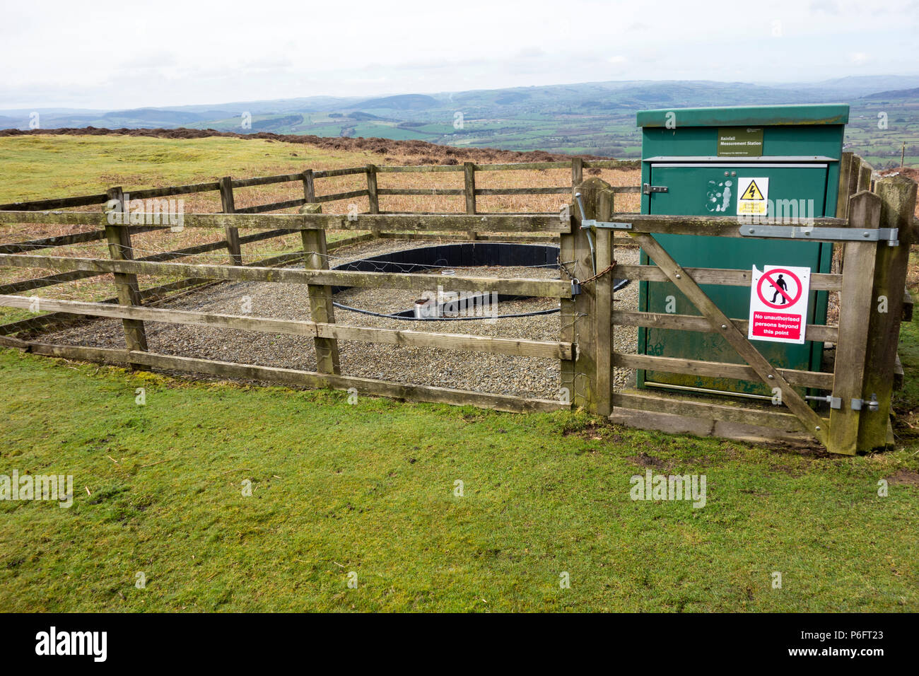 A Rainfall measurement station on top of the Long Mynd in Shropshire ...