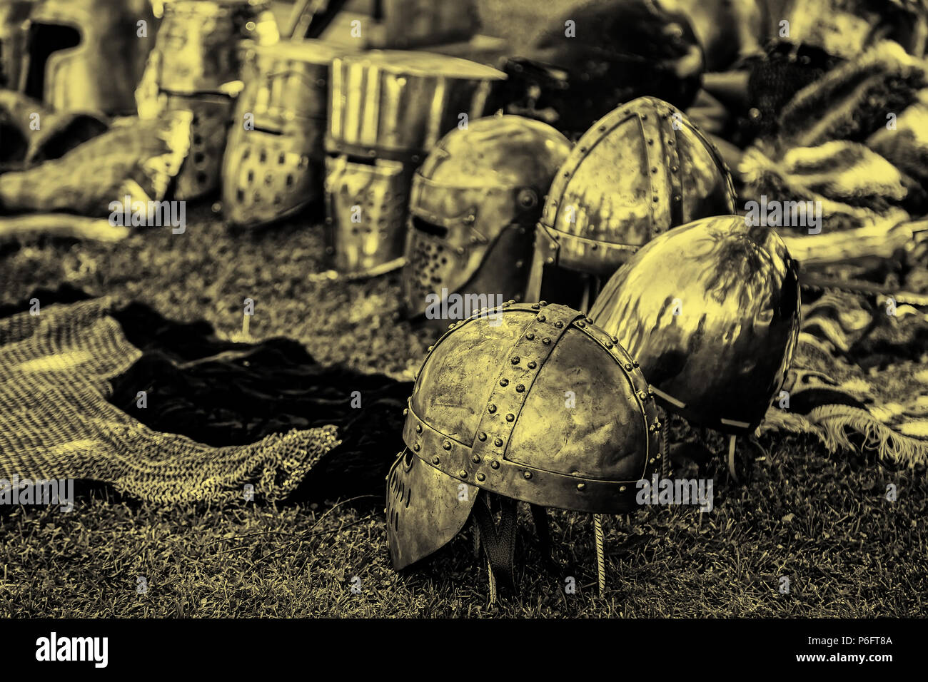 Detail of ancient medieval armor, reproduction of protective clothing ...