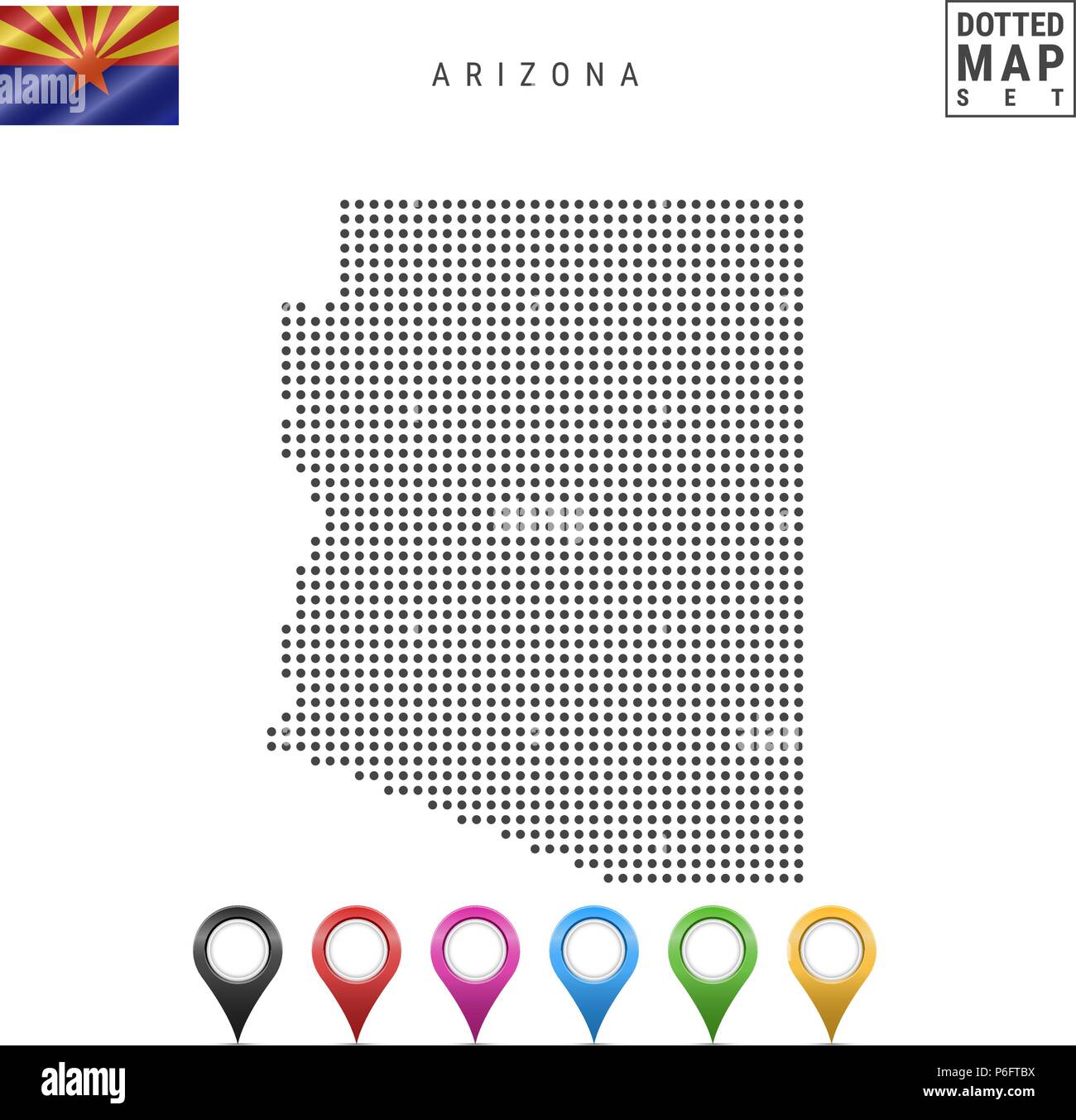 Dots Pattern Vector Map of Arizona. Stylized Silhouette of Arizona ...