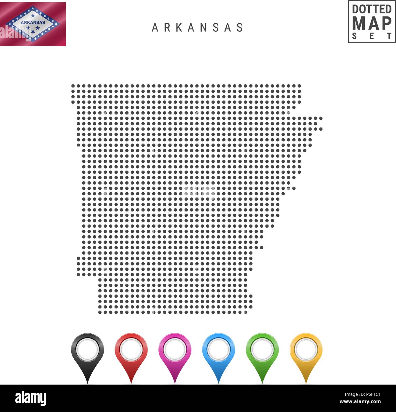 Dots Pattern Vector Map of Arkansas. Stylized Silhouette of Arkansas ...
