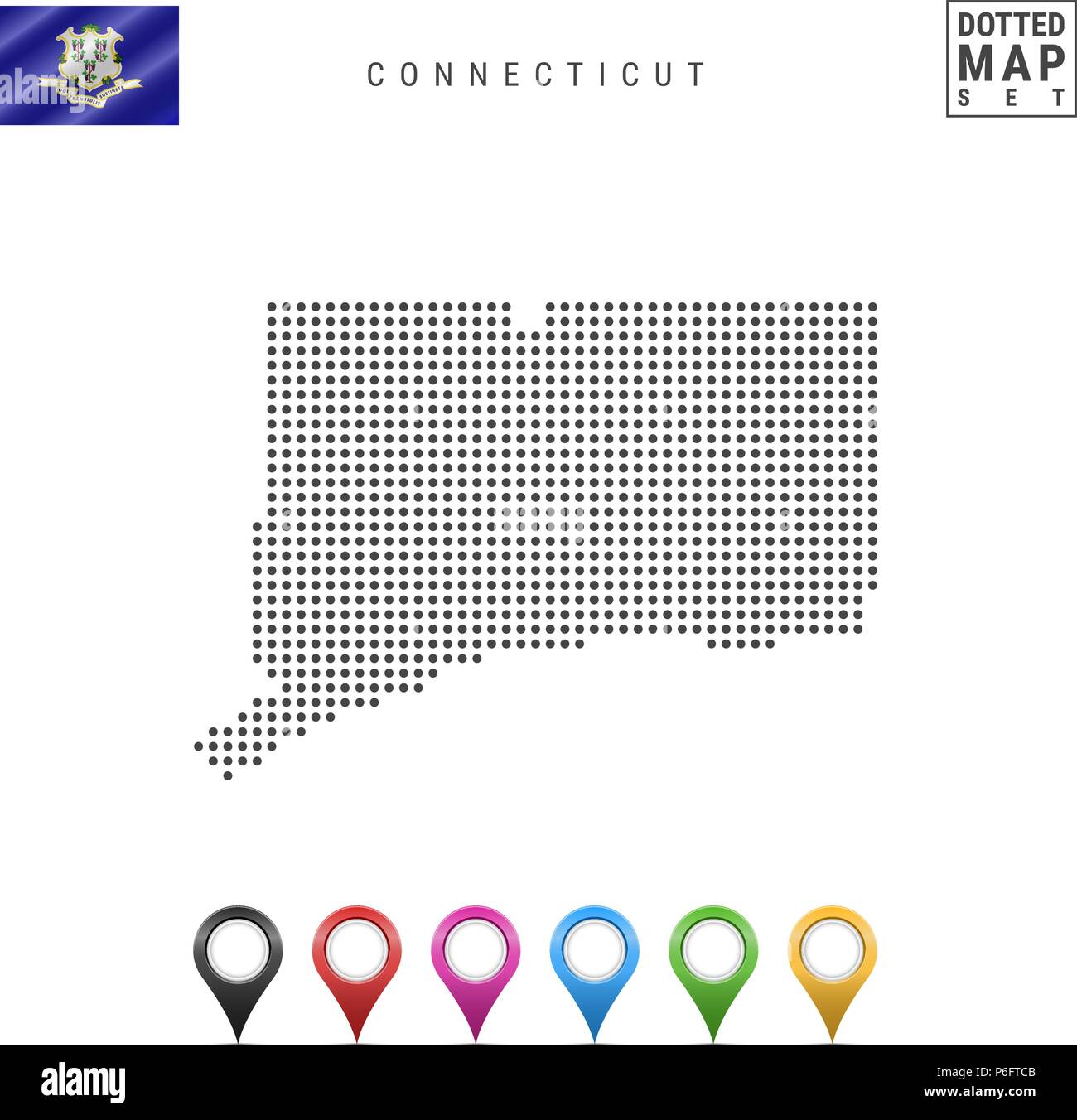 Dots Pattern Vector Map of Connecticut. Stylized Silhouette of ...