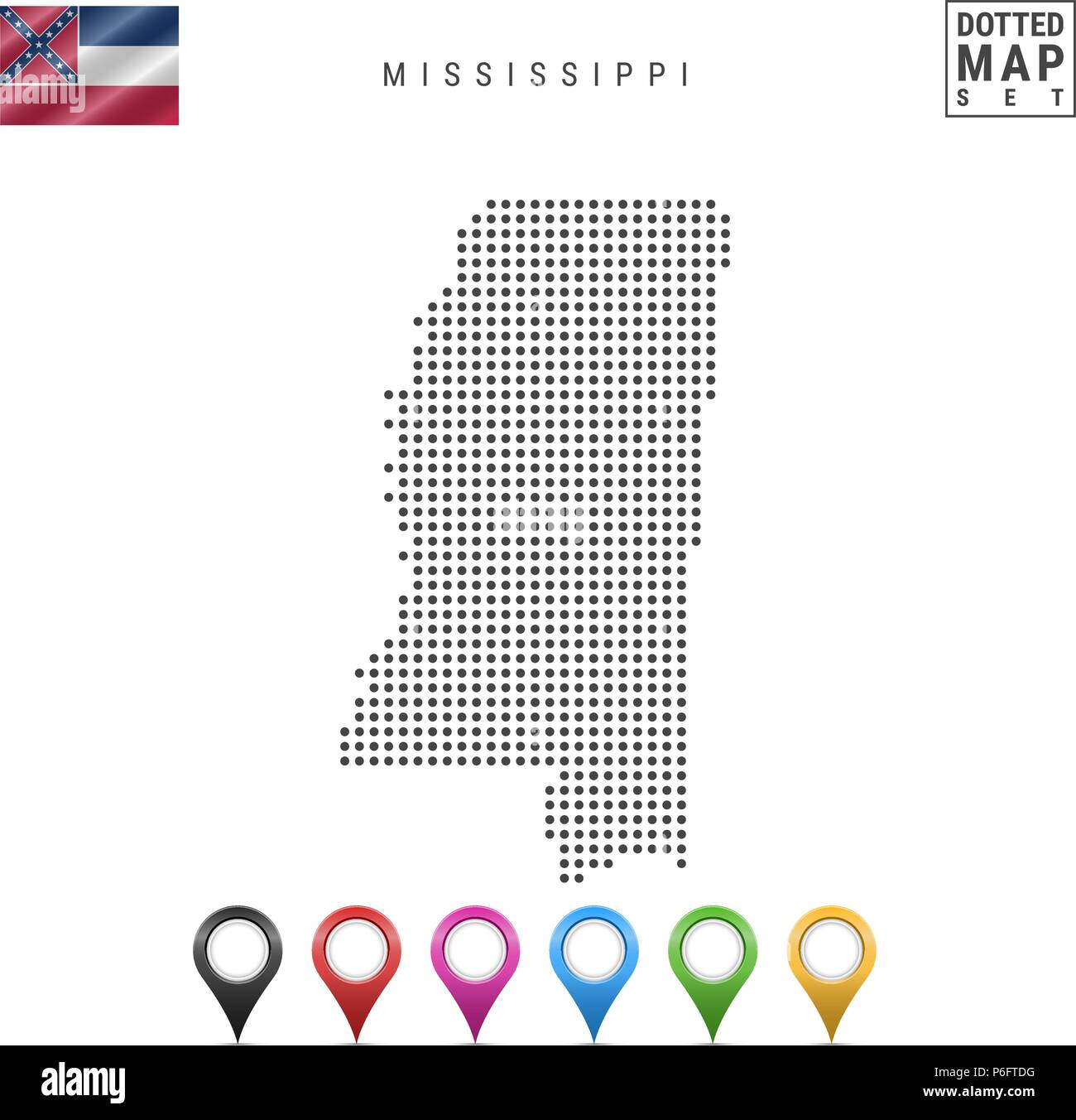 Dots Pattern Vector Map of Mississippi. Stylized Silhouette of ...