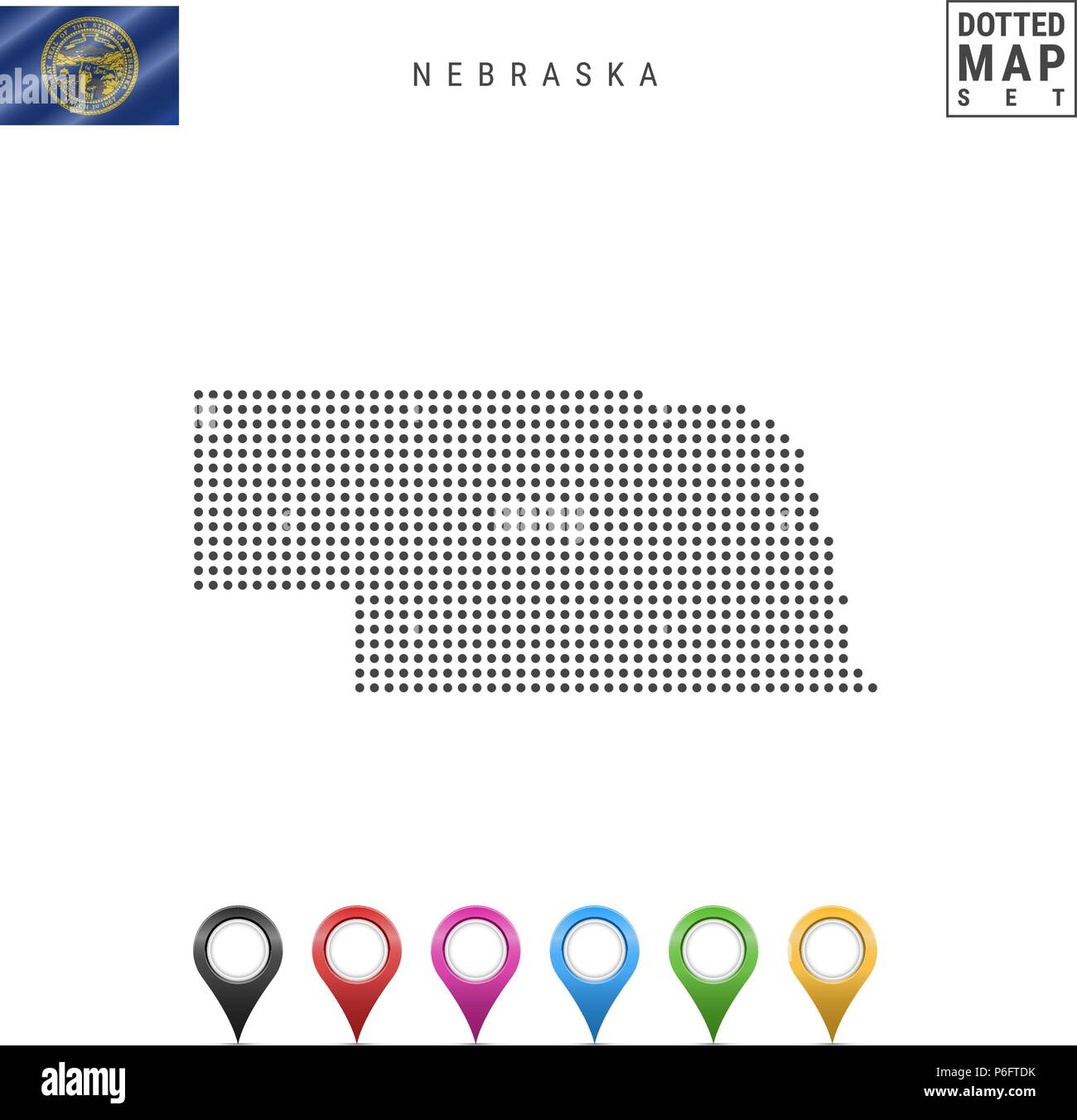 Dots Pattern Vector Map of Nebraska. Stylized Silhouette of Nebraska ...