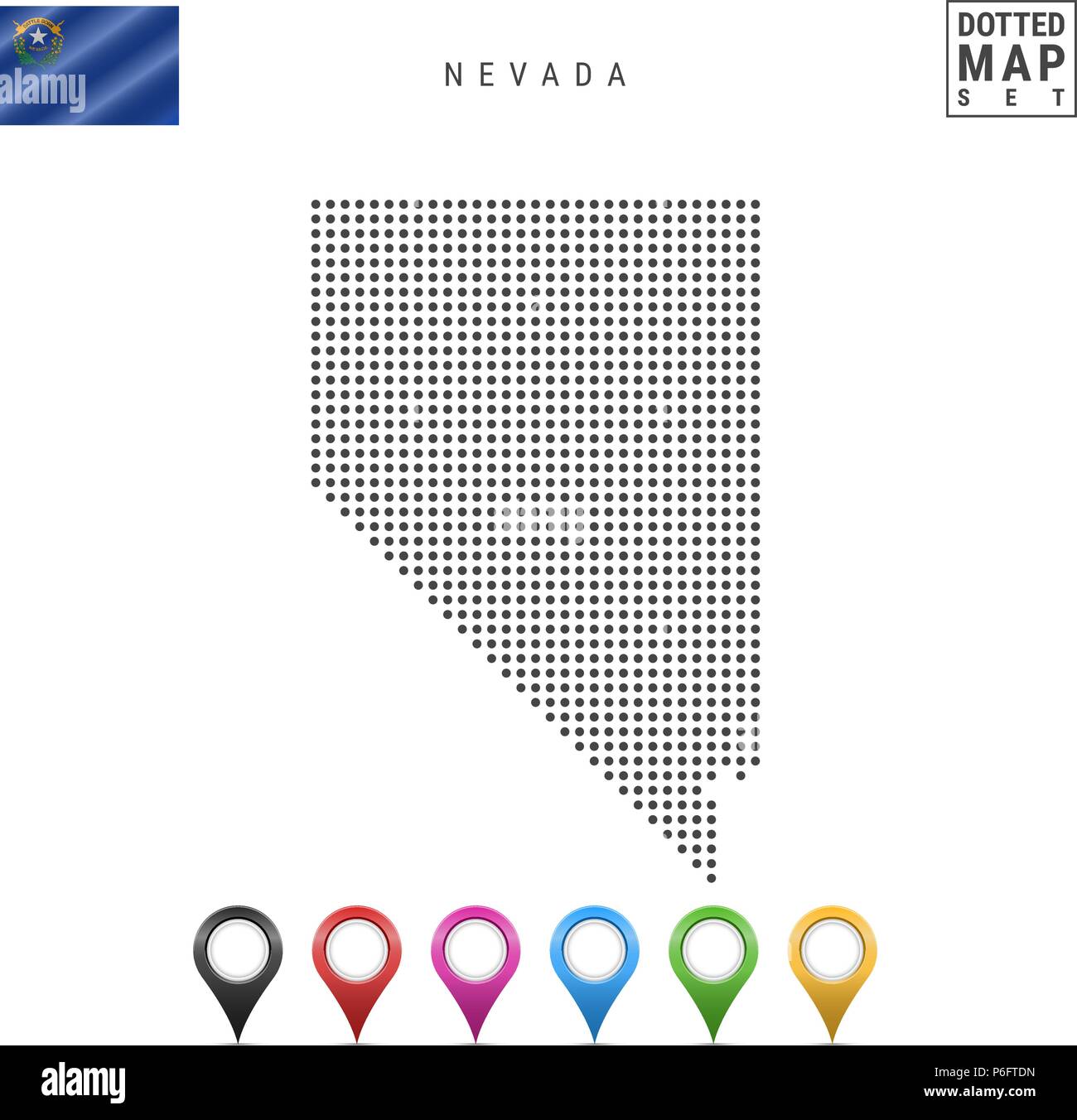 Dots Pattern Vector Map of Nevada. Stylized Silhouette of Nevada. Flag ...