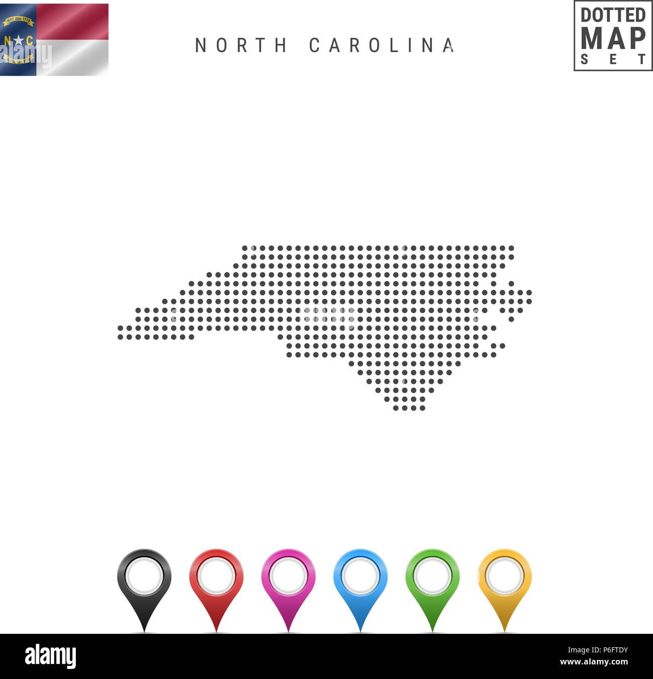 Dots Pattern Vector Map of North Carolina. Stylized Silhouette of North ...