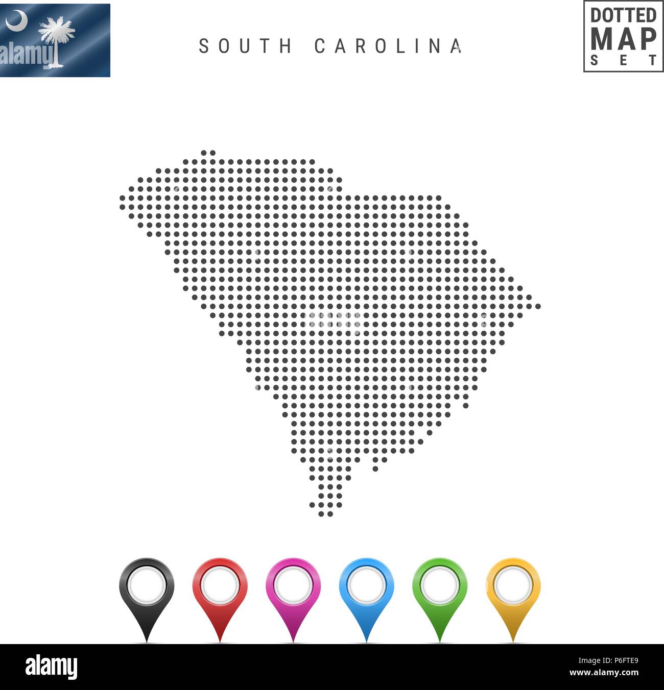 Dots Pattern Vector Map of South Carolina. Stylized Silhouette of South ...