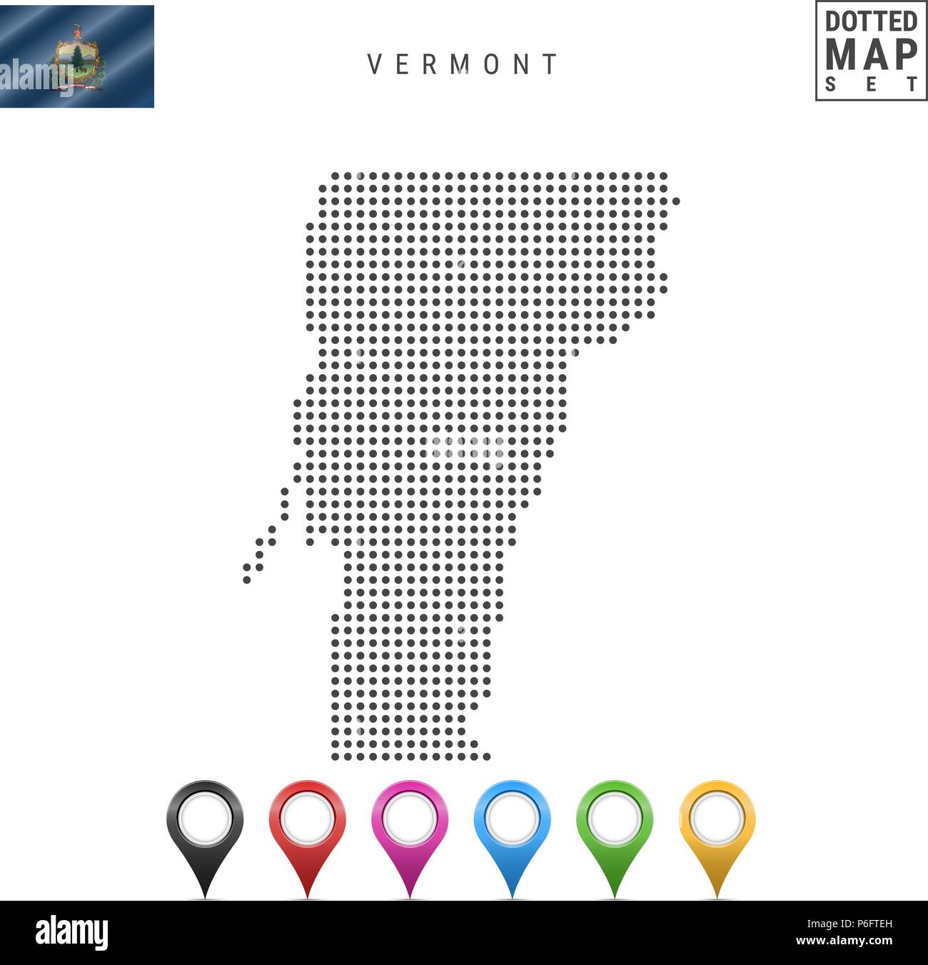 Dots Pattern Vector Map of Vermont. Stylized Silhouette of Vermont ...