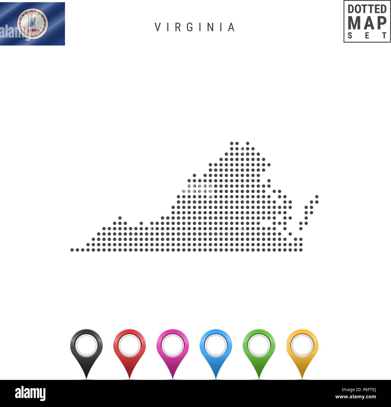 Dots Pattern Vector Map of Virginia. Stylized Silhouette of Virginia ...