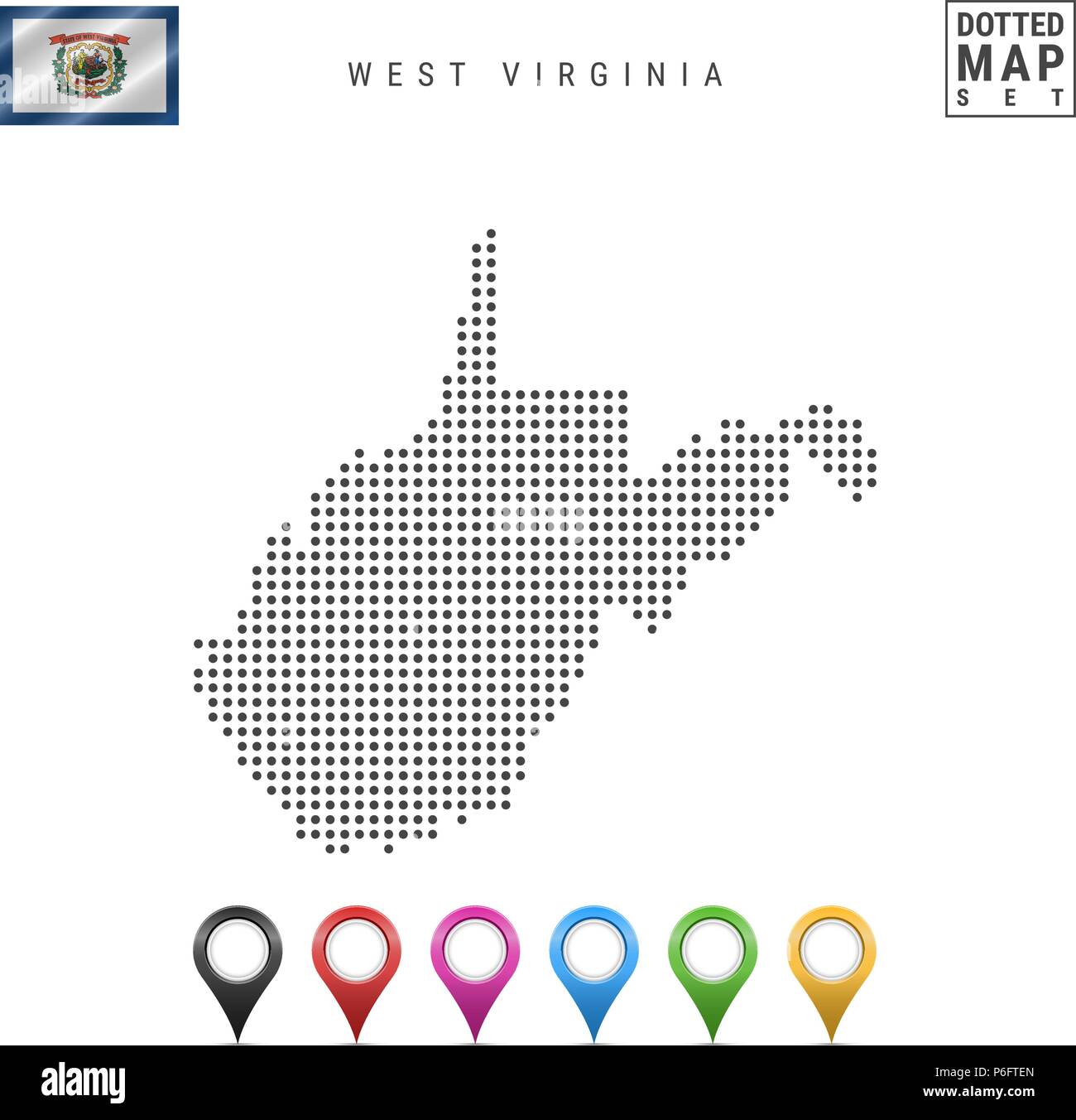 Dots Pattern Vector Map of West Virginia. Stylized Silhouette of West ...