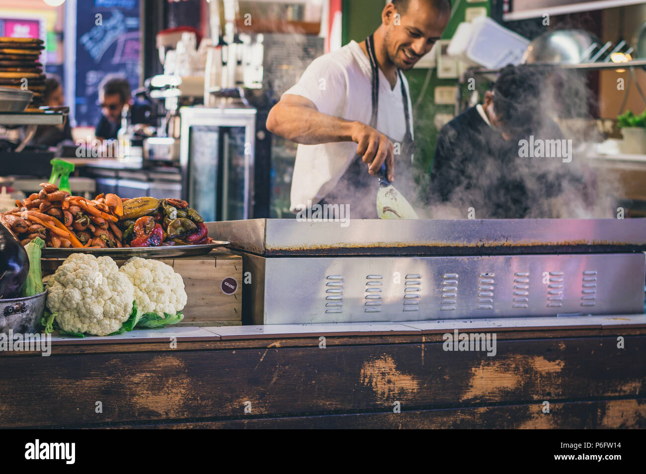 Tel Aviv, Israel - April 20, 2017: Street food. It's one of Israel's ...