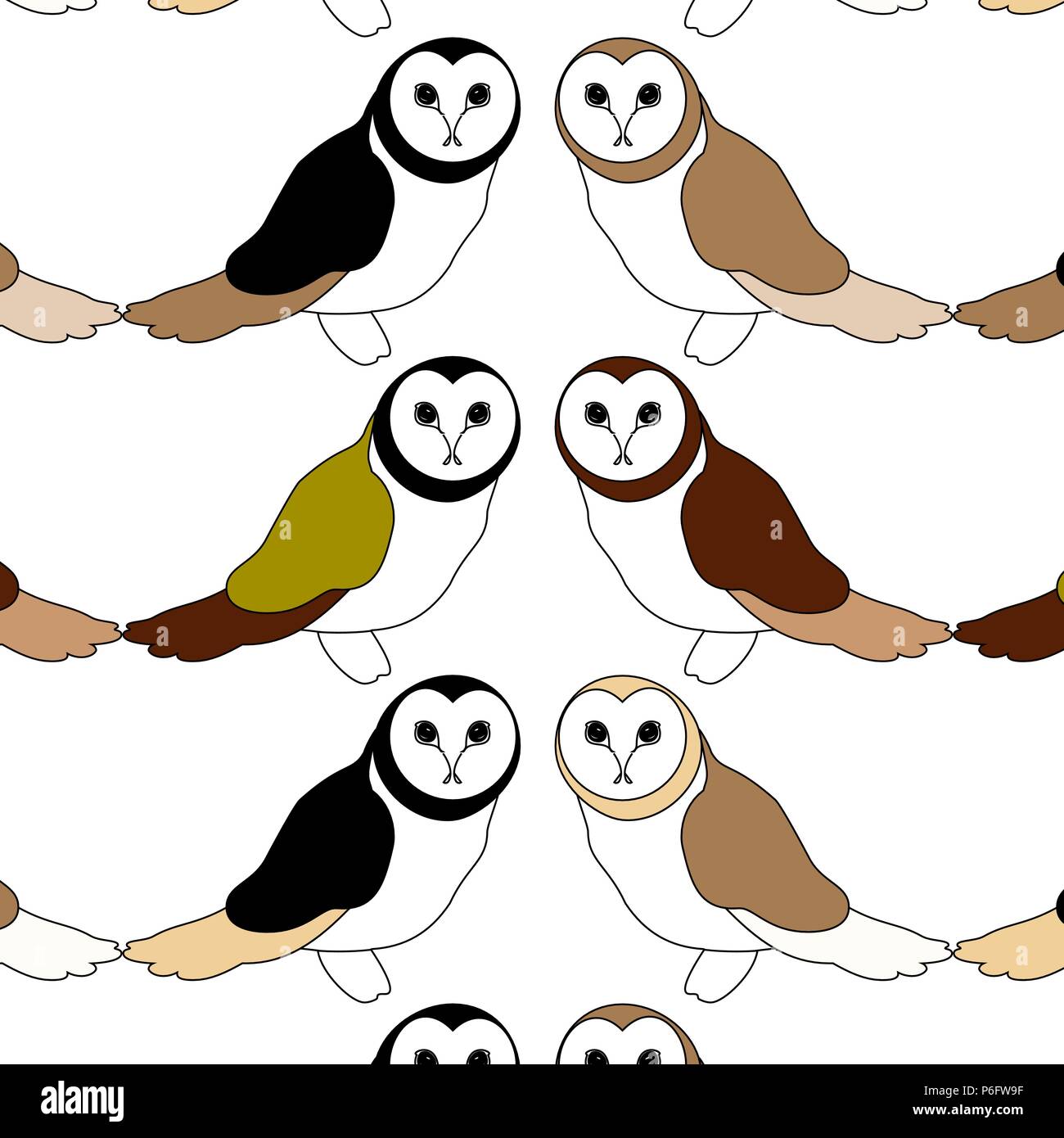 Seamless pattern with cheerful and cute owls. Children cartoon design ...