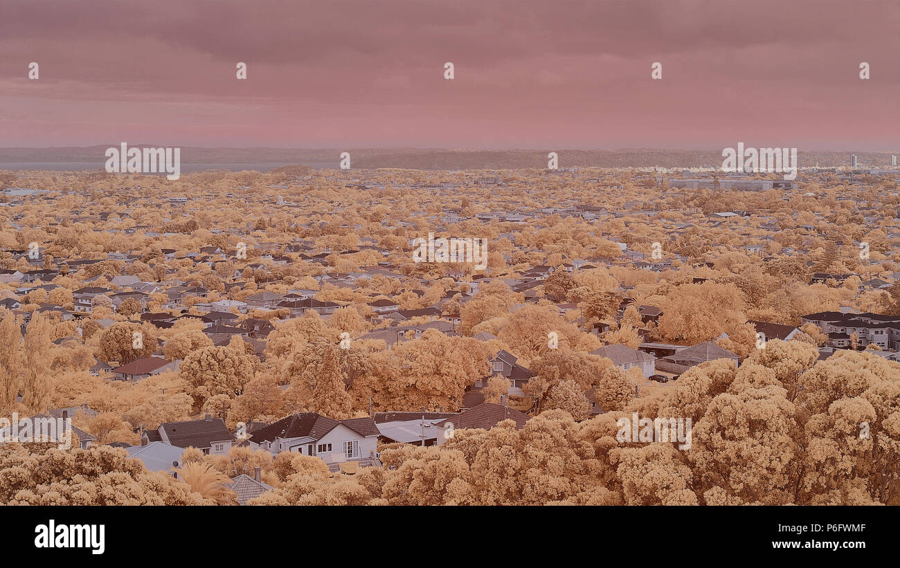 Landscape in false colors taken with an infrared modified camera Stock ...