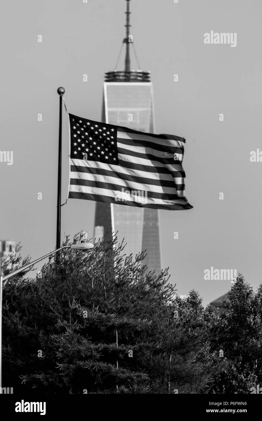 JUNE 7, 2018, JERSEY CItY, NEW JERSEY, USA - Flags fly over Freedom ...