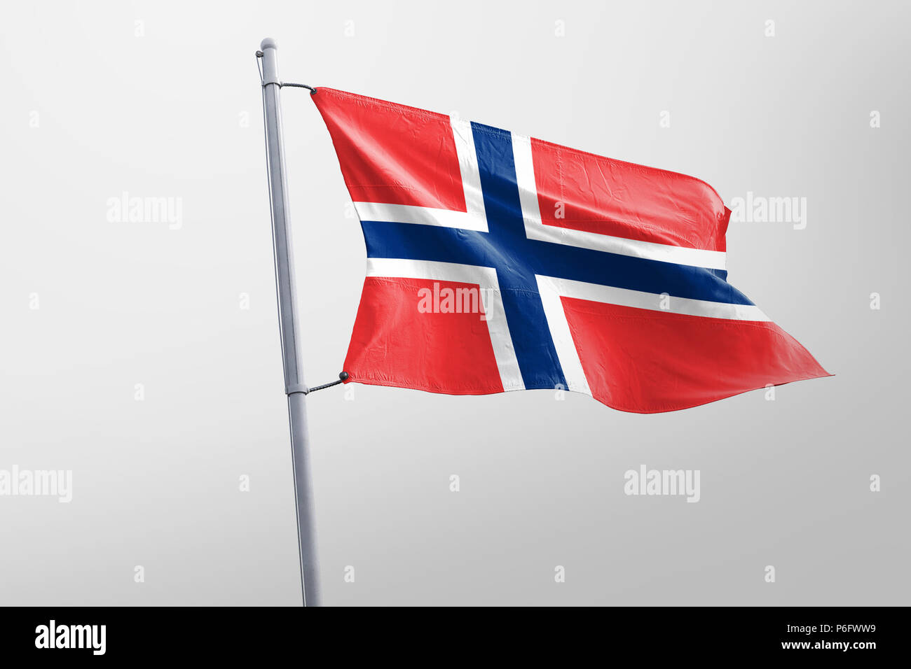 Isolated Noway Flag waving, 3D Realistic Norway Flag Rendered Stock ...