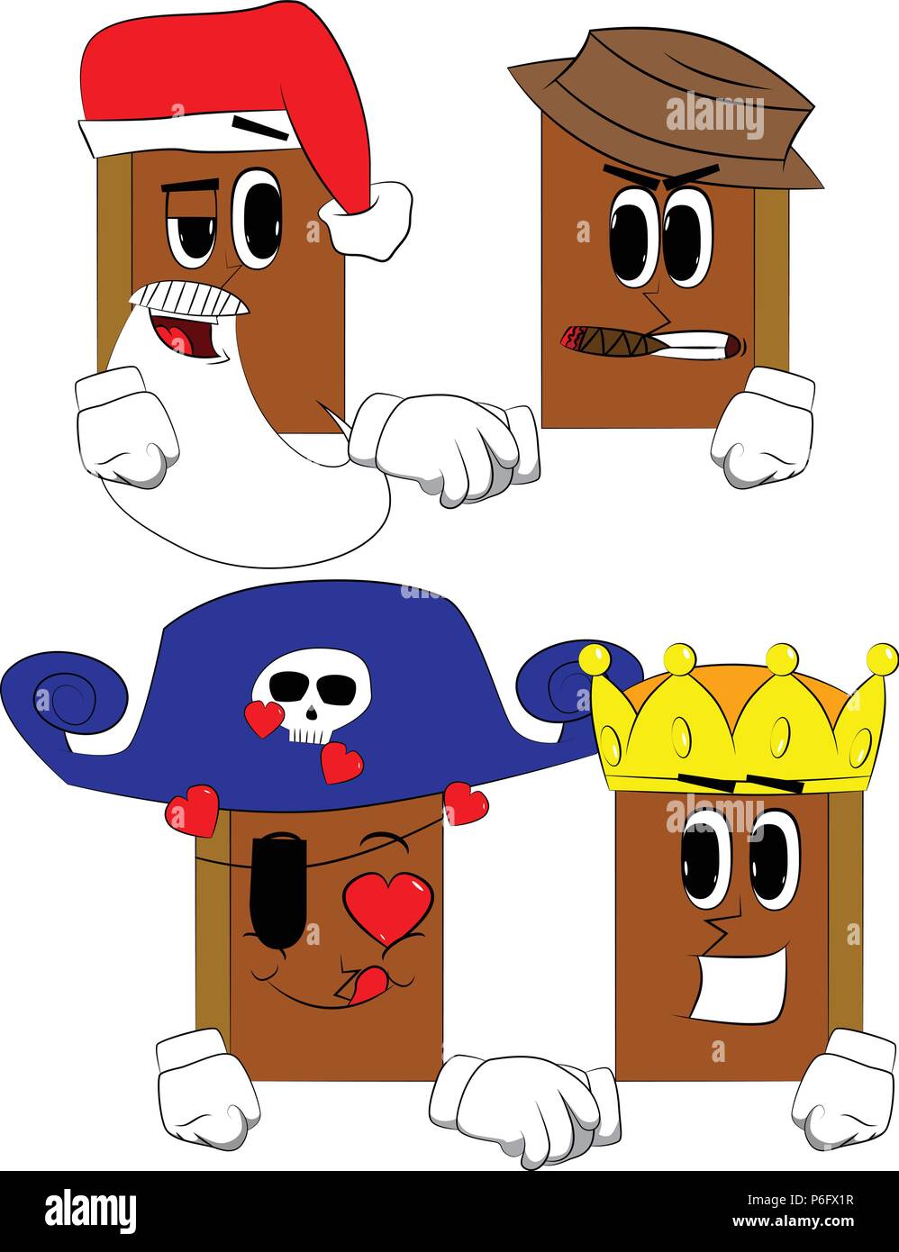 Books making handshake. Cartoon book collection with costume faces ...