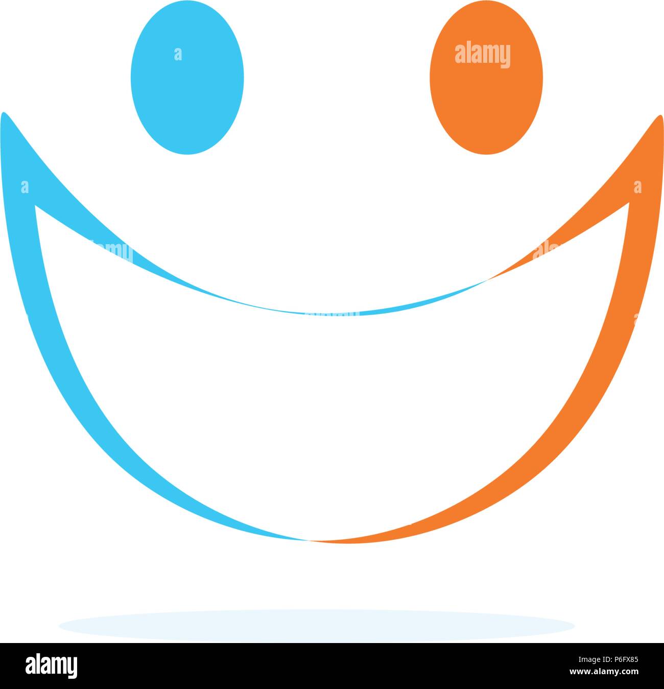Two people linear silhouette abstract icon, face with smile. Vector ...