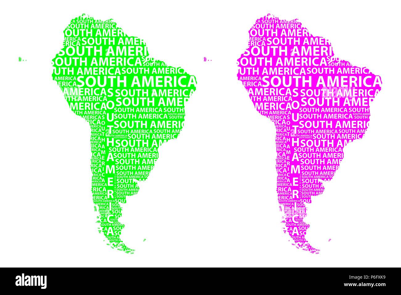 Sketch South America letter text continent, South America word - in the ...