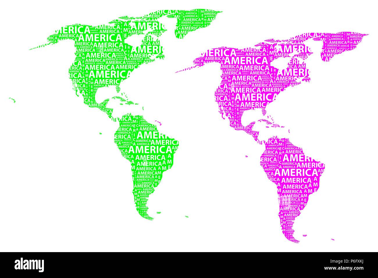 Sketch America letter text continent, North and south America word - in ...