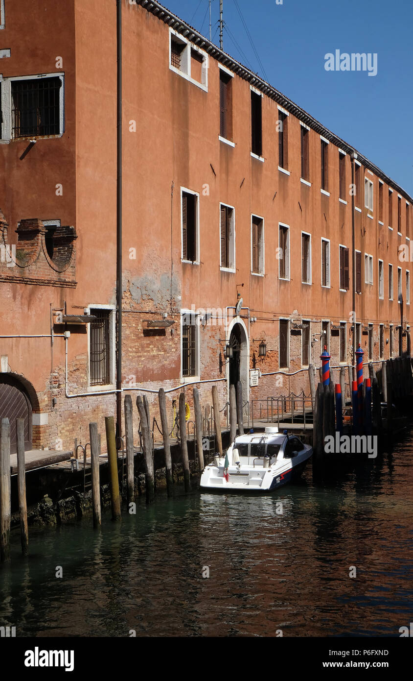 View of the beautiful and colorful small canals and historic buildings ...